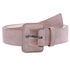 1 1/2" inch stitching-edged suede leather belt, beige | l/xl-40"