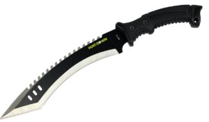 hunt-down 16" full tang hunting knife with black rubber handle