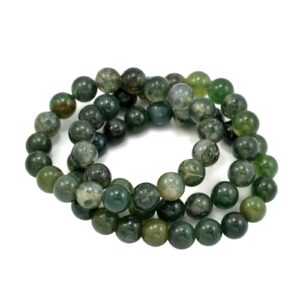 paialco set of 3 moss agate gemstone elastic bead bracelet bead size 6mm