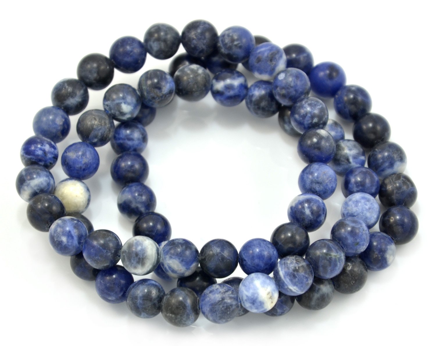 Paialco Protection Stretch Bracelets Sodalite Gemstone Healing Crystal Round Beads 6mm, Set of 3