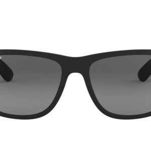 Ray-Ban RB4165 Justin Rectangular Sunglasses, Rubber Black/Polarized Light Grey Gradient Grey, 55 mm