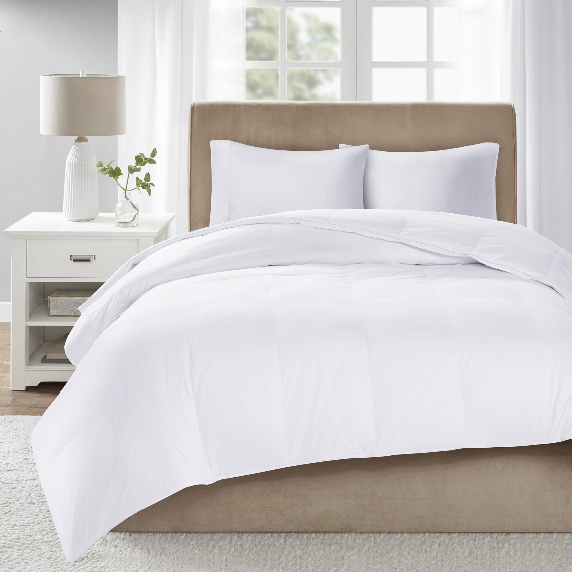 Sleep Philosophy True North 3M Scotchgard 300TC Quilted Down Comforter Cotton Sateen Cover Downproof, Feather Blend Duvet Insert, Modern Luxe All Season Bed Set King, Extra Warm