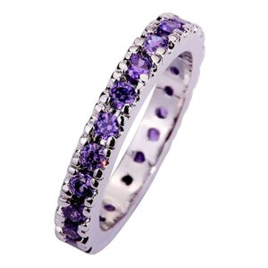 psiroy 925 sterling silver plated created amethyst filled eternity stacking ring band size 10