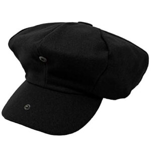 Men's 100% Winter Wool Super Oversized Newsboy Drivers Cabby Cap Hat XL Black