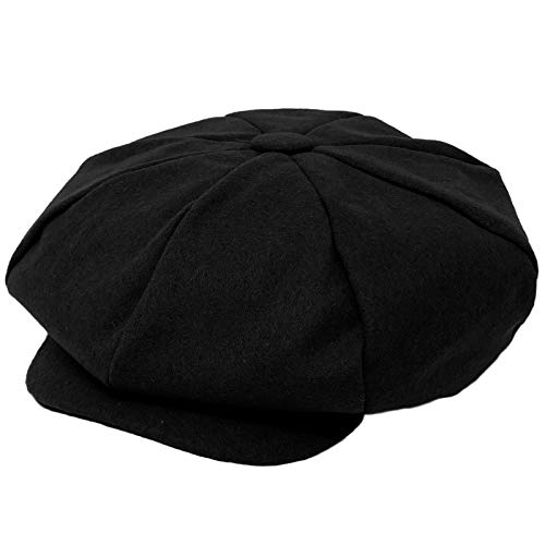 Men's 100% Winter Wool Super Oversized Newsboy Drivers Cabby Cap Hat XL Black