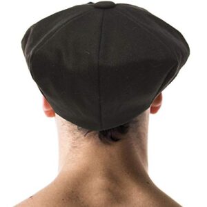 Men's 100% Winter Wool Super Oversized Newsboy Drivers Cabby Cap Hat XL Black