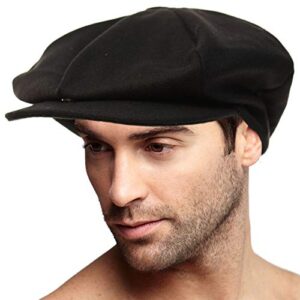 Men's 100% Winter Wool Super Oversized Newsboy Drivers Cabby Cap Hat XL Black