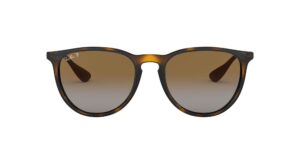 ray-ban rb4171 erika round sunglasses, light havana/polarized grey gradient brown, 54 mm