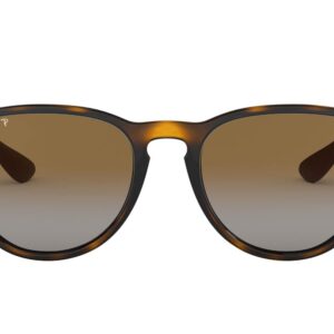 Ray-Ban RB4171 Erika Round Sunglasses, Light Havana/Polarized Grey Gradient Brown, 54 mm