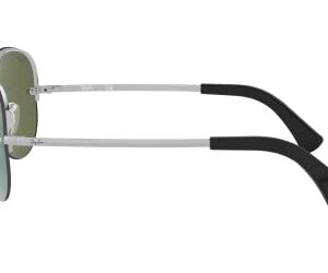 Ray-Ban RB3449 Aviator Sunglasses, Silver/Green Mirrored Silver, 59 mm