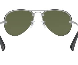 Ray-Ban RB3449 Aviator Sunglasses, Silver/Green Mirrored Silver, 59 mm