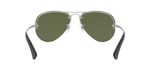 Ray-Ban RB3449 Aviator Sunglasses, Silver/Green Mirrored Silver, 59 mm