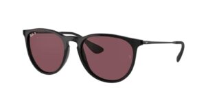 ray-ban rb4171 erika round sunglasses, black/polarized purple, 54 mm