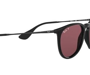 Ray-Ban RB4171 Erika Round Sunglasses, Black/Polarized Purple, 54 mm