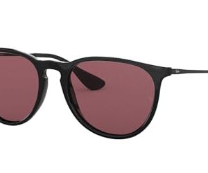 Ray-Ban RB4171 Erika Round Sunglasses, Black/Polarized Purple, 54 mm