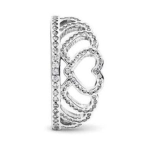 pandora jewelry hearts tiara cubic zirconia ring in sterling silver, size 5