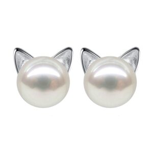 wicary cat ear earrings sterling silver cultured freshwater pearl stud earrings