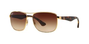 ray-ban rb3533 square sunglasses, gold/brown gradient dark brown, 57 mm