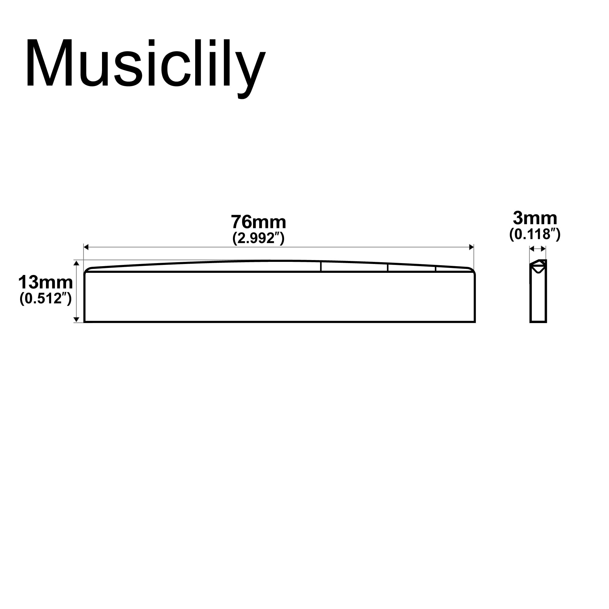 Musiclily Acoustic Guitar Compensated Bone Saddle 76x3x13mm(Pack of 2)