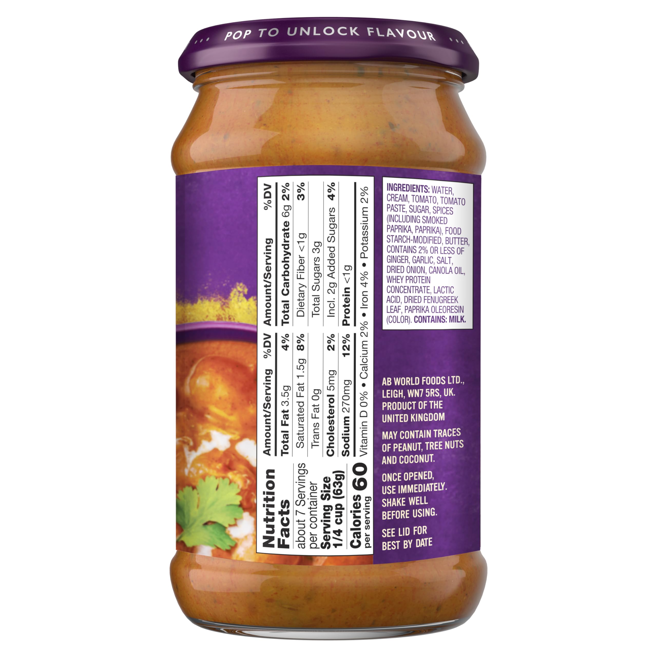 Patak's Butter Chicken Sauce Mild, 15 oz