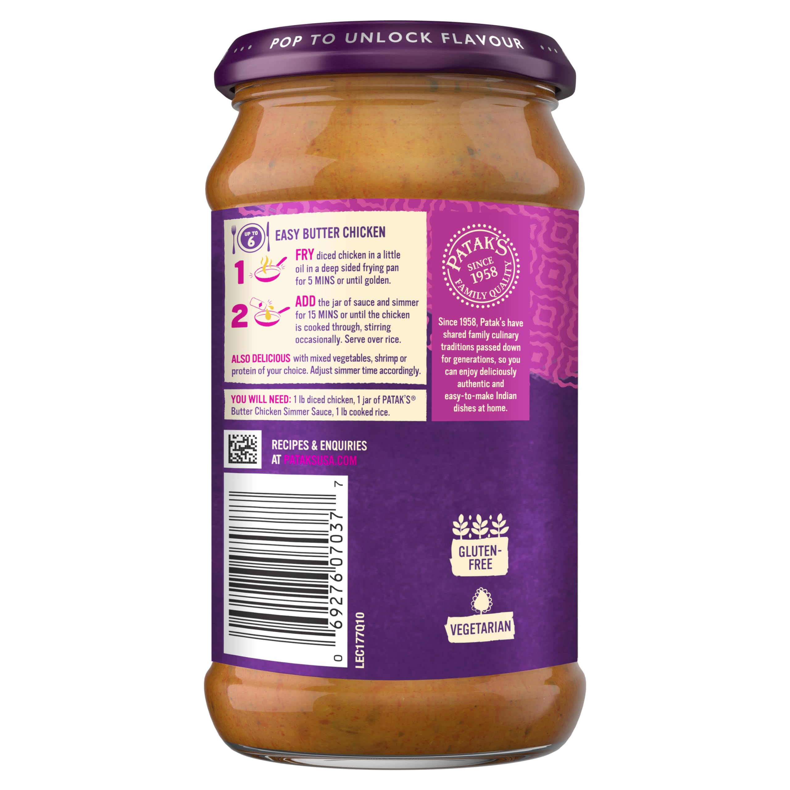 Patak's Butter Chicken Sauce Mild, 15 oz