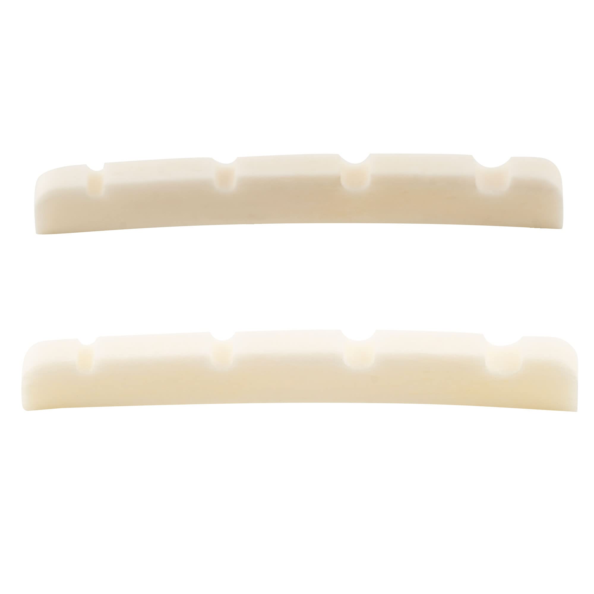 Musiclily Curved Bottom Slotted Bone Bass Nut for 4 Strings Fender Precision Jazz Bass, 42x3.2x4.6/4.8/4.6mm (Pack of 2)