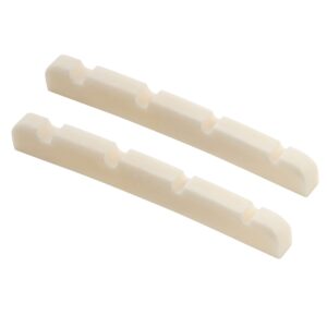 Musiclily Curved Bottom Slotted Bone Bass Nut for 4 Strings Fender Precision Jazz Bass, 42x3.2x4.6/4.8/4.6mm (Pack of 2)