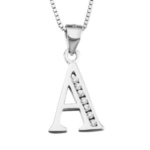 yfn initial a pendant necklace sterling silver with cubic zirconial 26 letter alphabet jewelry for women