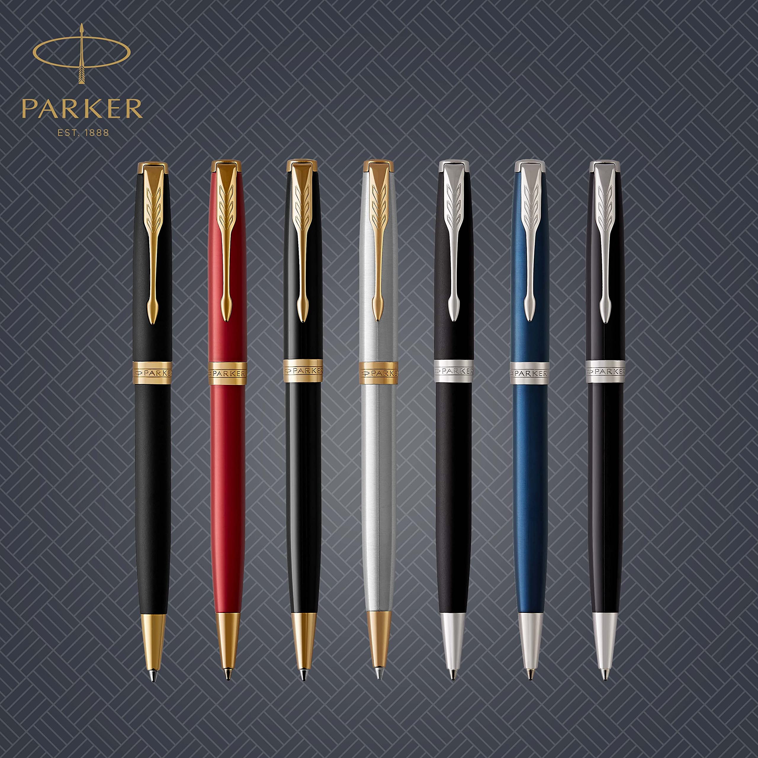 Parker Sonnet Ballpoint Pen | Matte Black Lacquer with Gold Trim | Medium Point Black Ink | Gift Box