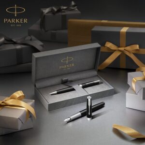 Parker Sonnet Ballpoint Pen | Matte Black Lacquer with Gold Trim | Medium Point Black Ink | Gift Box