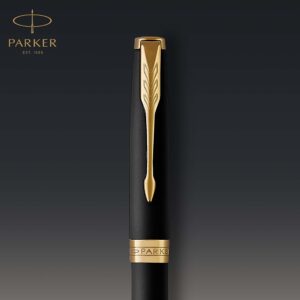 Parker Sonnet Ballpoint Pen | Matte Black Lacquer with Gold Trim | Medium Point Black Ink | Gift Box