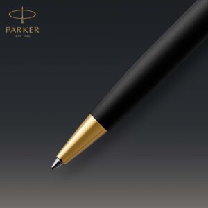 Parker Sonnet Ballpoint Pen | Matte Black Lacquer with Gold Trim | Medium Point Black Ink | Gift Box