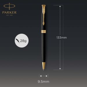 Parker Sonnet Ballpoint Pen | Matte Black Lacquer with Gold Trim | Medium Point Black Ink | Gift Box