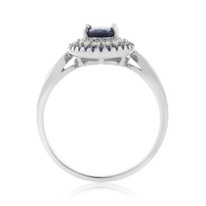 Gem Stone King 925 Sterling Silver 7X5MM Oval Gemstone Birthstone Double Halo Wedding Engagement Anniversary Promise Ring For Women | Available In Size 5, 6, 7, 8, 9