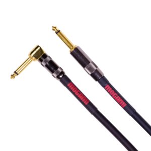 mogami od gtr-12r overdrive guitar instrument cable, 1/4" ts male plugs, gold contacts, right angle and straight connectors, 12 foot