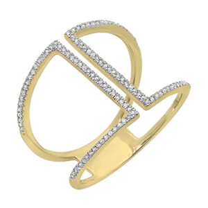 dazzlingrock collection 0.30 carat (ctw) 14k round white diamond ladies geometric fashion ring 1/3 ct, yellow gold, size 8.5