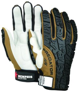 mcr safety pd2903m predator multitask grain cow leather palm, breathable, padded gloves, tire tread backing, white, medium, 1 pair