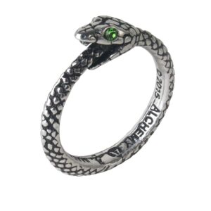 alchemy gothic ancient symbol of eternity the sophia serpent ring with crystals - size q/8.5