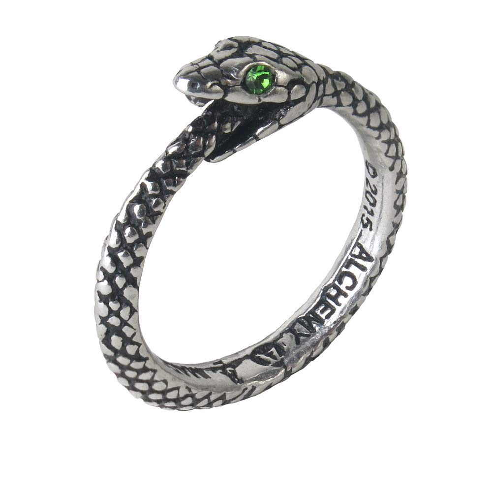 Alchemy Gothic Ancient Symbol of Eternity The Sophia Serpent Ring with Crystals - Size Q/8.5