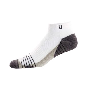 footjoy men's techsof tour sport socks, white, fits shoe size 7-12