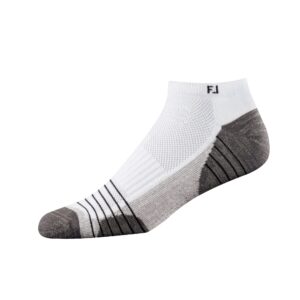 footjoy men's techsof tour low cut socks, white, fits shoe size 7-12