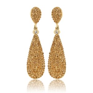 moonstruck costume jewelry chandelier champagne diamond studded golden gold drop and dangle earrings for women