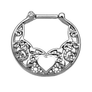 body accentz nose ring septum heart laced all 316l surgical steel septum clicker 16g