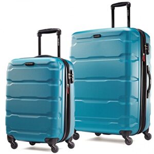 samsonite omni pc hardside expandable luggage with spinner wheels, caribbean blue, 2-piece set (20/28)