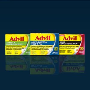 Advil Sinus Congestion and Pain, Sinus Relief Medicine, Pain Reliever and Fever Reducer with Ibuprofen and Phenylephrine HCl - 20 Coated Tablets