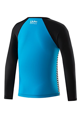 Speedo Girls' Raglan Long Sleeve Rashguard, Pop Blue, Medium