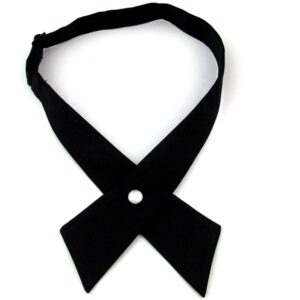 women/men cross bow tie, pre tied crossover necktie for janpanese school girl jk & jc uniform or cosplay w-b-t2 (black)