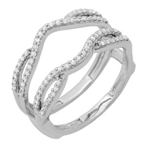 dazzlingrock collection round white diamond split shank enhancer guard wedding ring (0.35 ctw) in 10k white gold, size 5.5