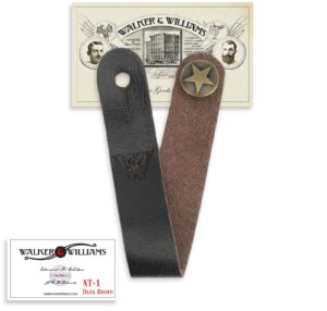 walker & williams at-1-brn dark brown acoustic guitar grain leather strap button headstock adaptor for acoustic, electric, and bass guitars