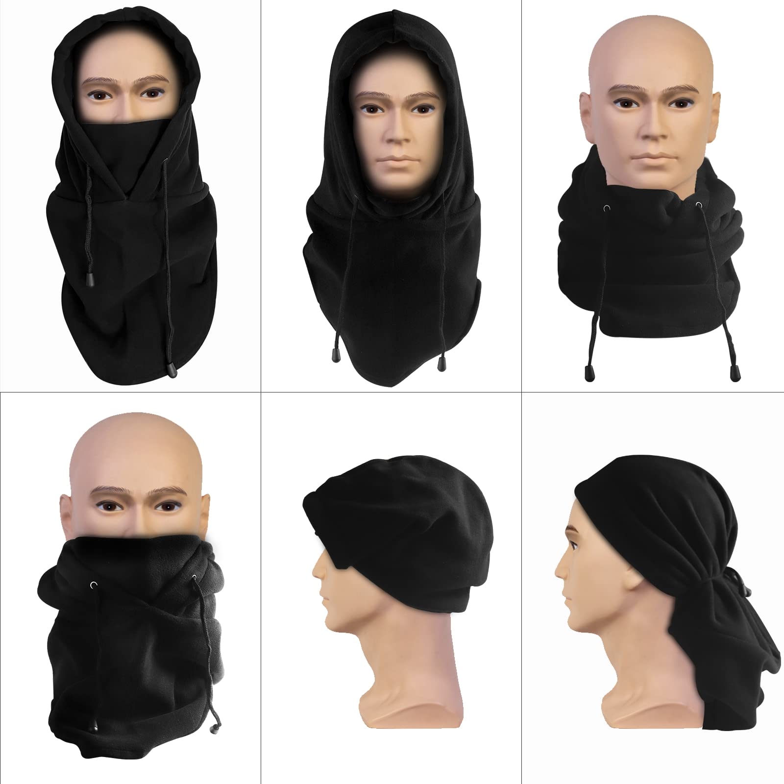 BINE Mens Winter Hat Cold Weather Face Mask Balaclava Hood Outdoor Sports Balaclava Windproof Black